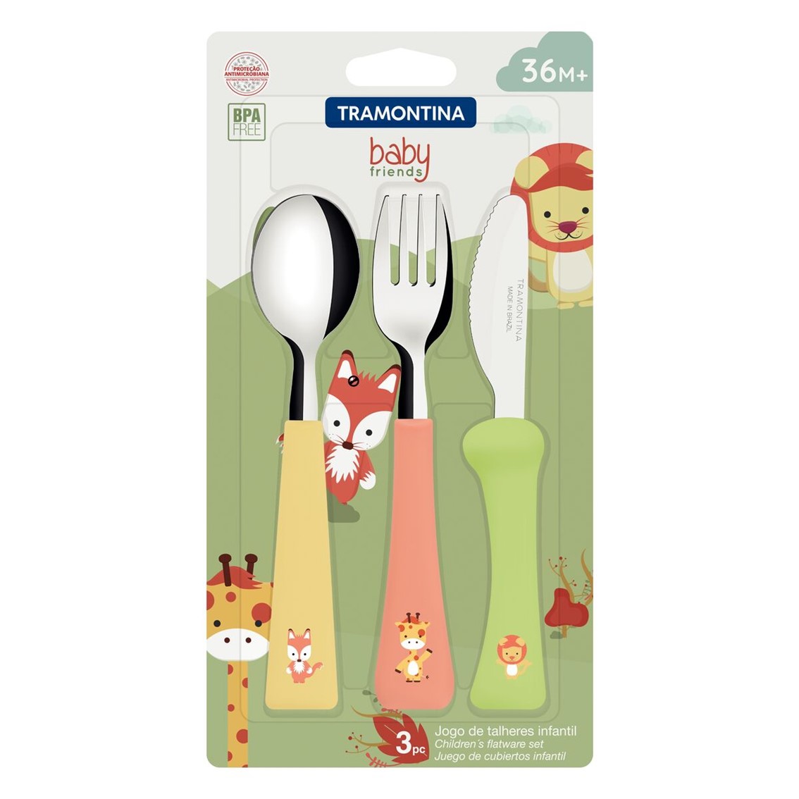Tramontina Baby Friends Juego de Cubiertos Animalitos 3Pz | Grupo BabyStore